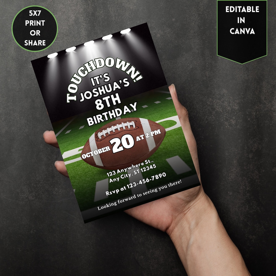 Touchdown Football Birthday Invitation | Editable Sports Party Invite ...