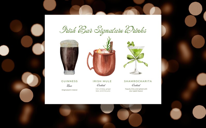 Irish Bar Menu - Editable Canva Template, Customizable Pub Menu ...