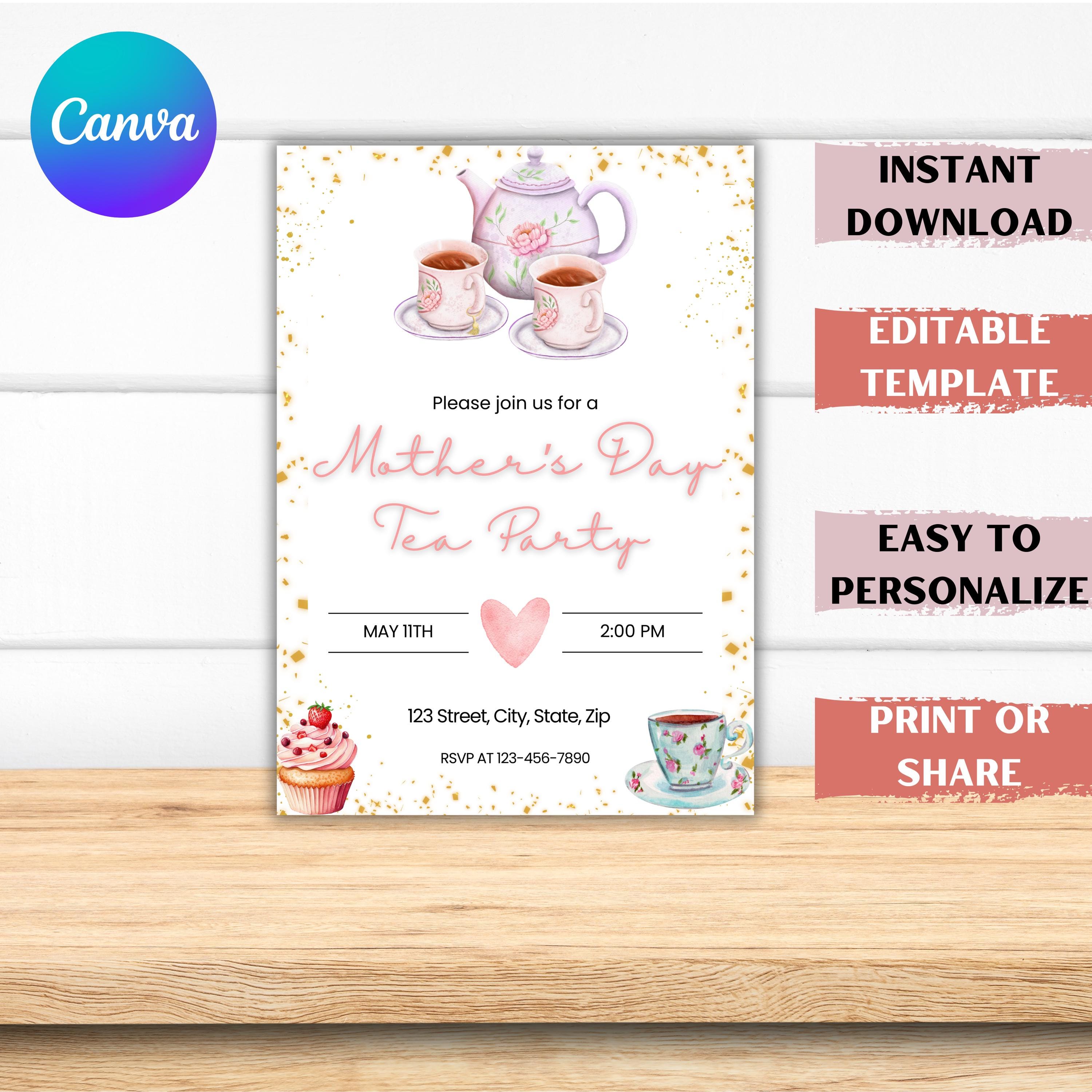 Mother's Day Tea Party Invitation | Editable Brunch Invite | Mommy and ...