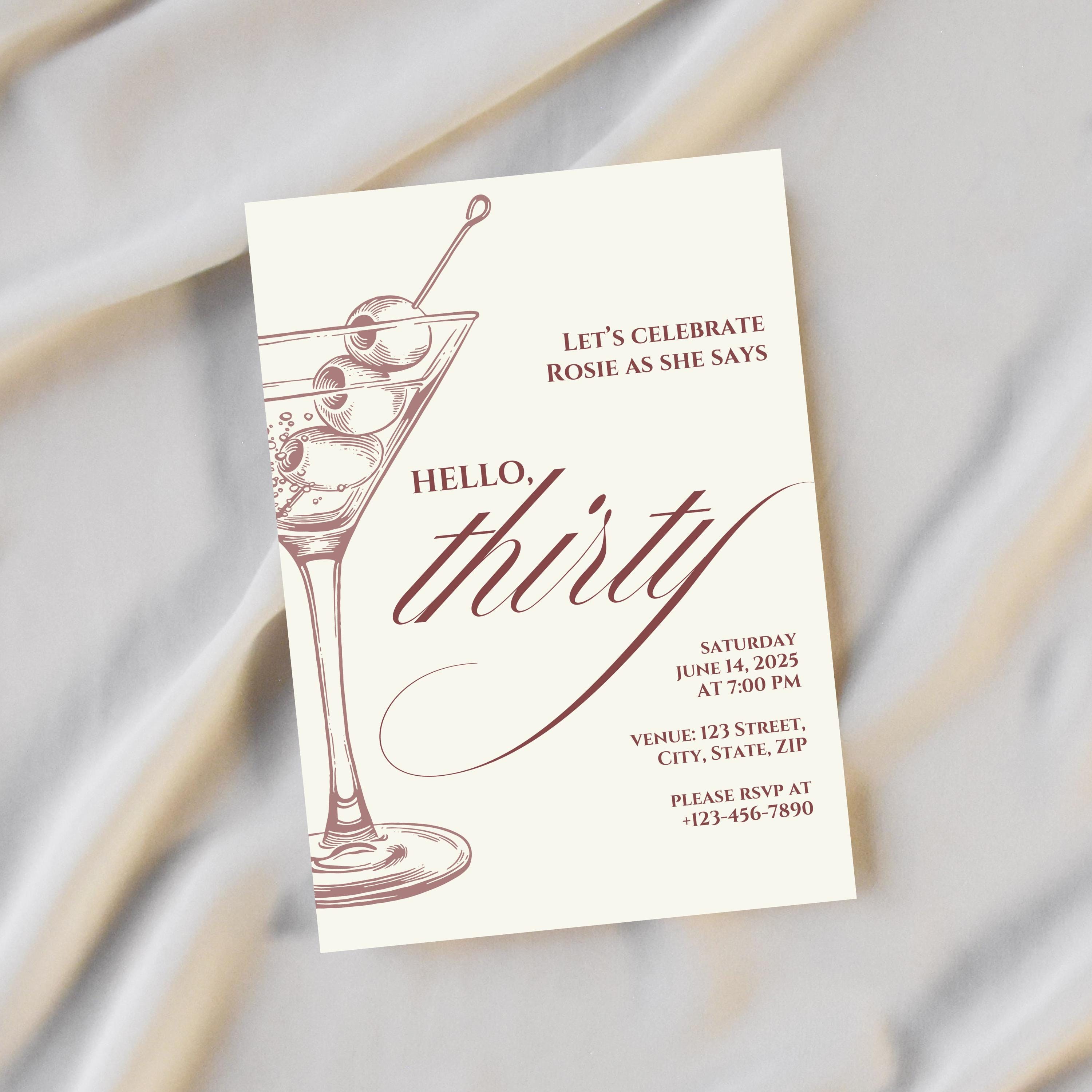 Editable 30th Birthday Invitation Template, Digital Canva Invite for ...