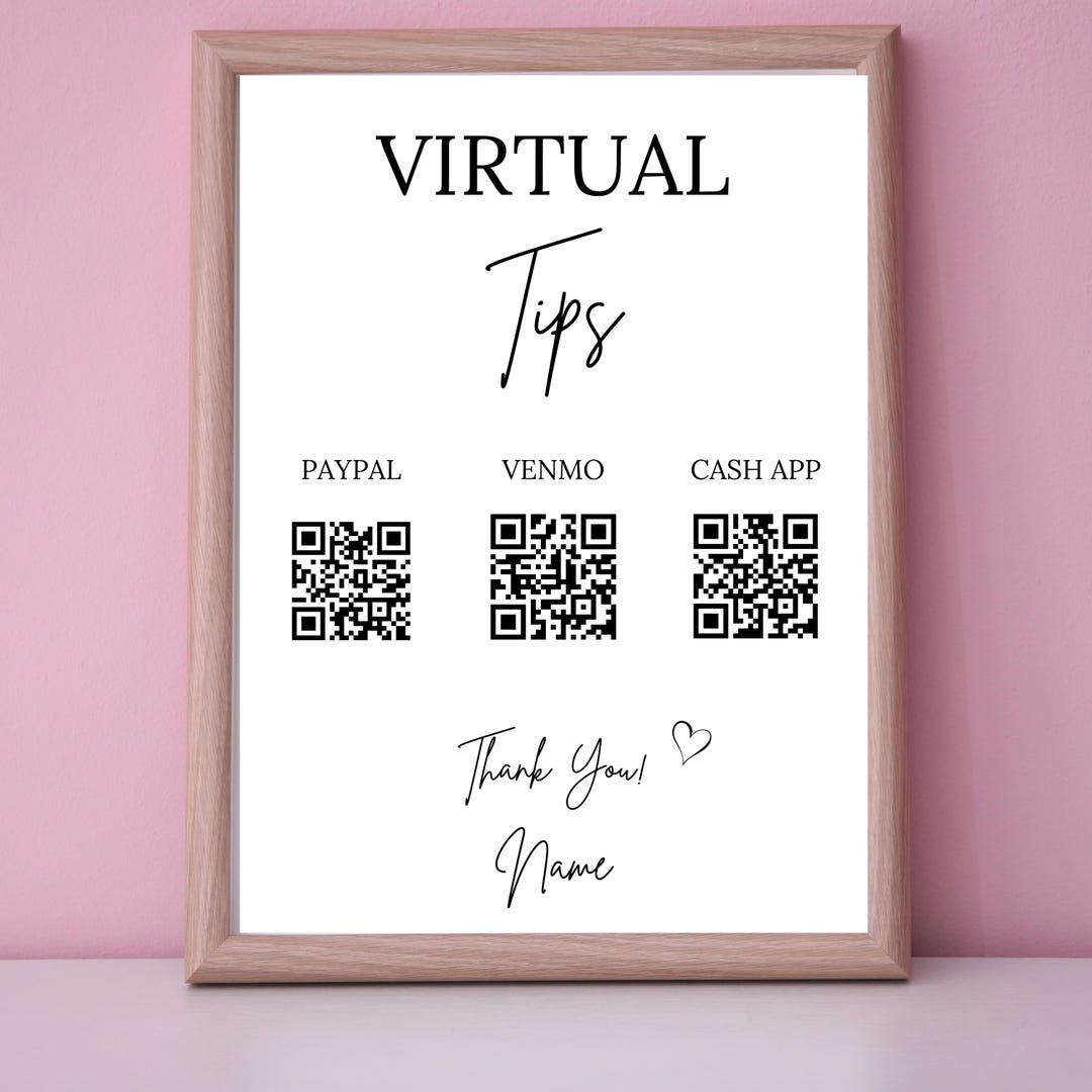 Editable QR Code Tip Sign Template for Nail Techs & Salons | Digital ...