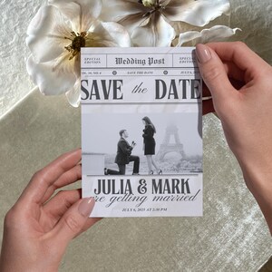 Save the Date Newspaper Wedding Invitation Template | Editable Vintage ...