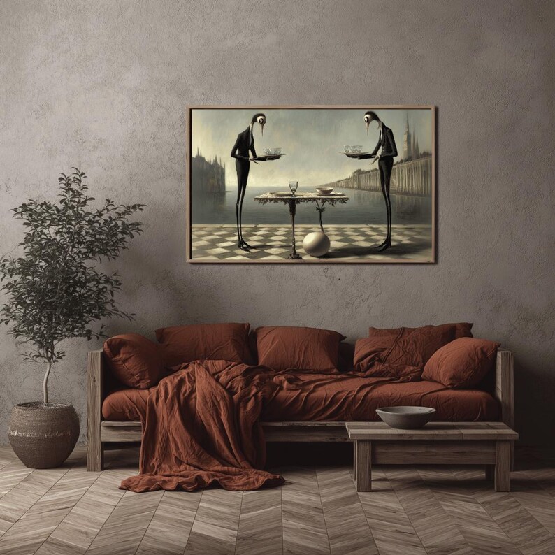 The Waiters | Framed Surrealist Weird Wall Art Painting 24" X 18" Odd ...