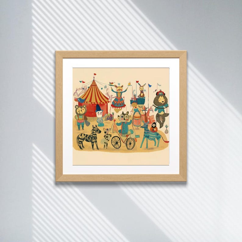 Cute Vintage Circus Animals Themed Art, Gender Neutral Watercolors ...