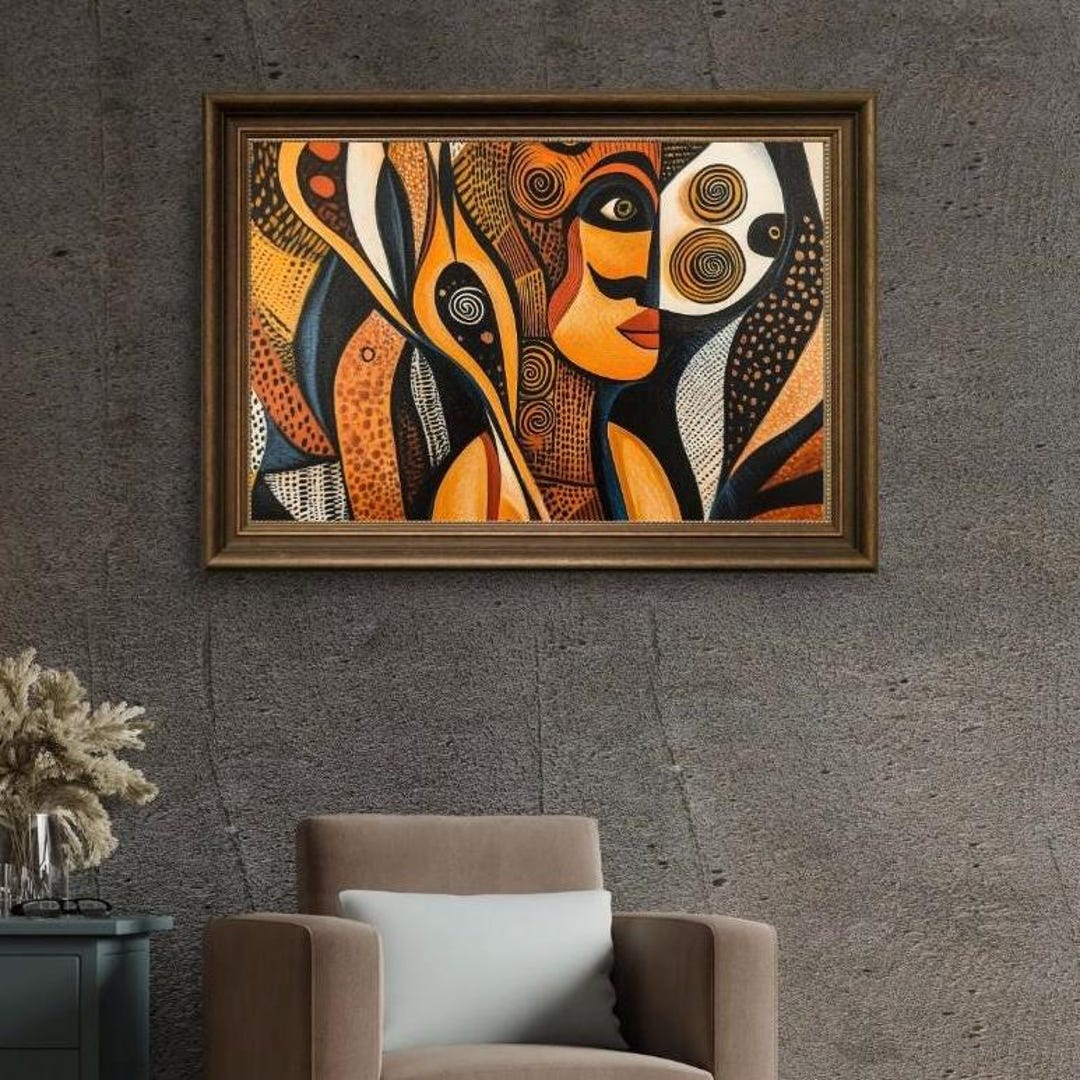 Original Cubist Abstract Wall Art Print for Home Decor, Midcentury ...