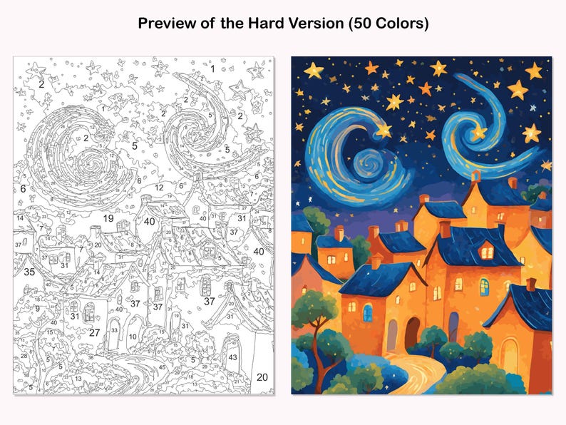 House Color by Number: Procreate Digital Coloring Page (PDF, SVG, PNG ...