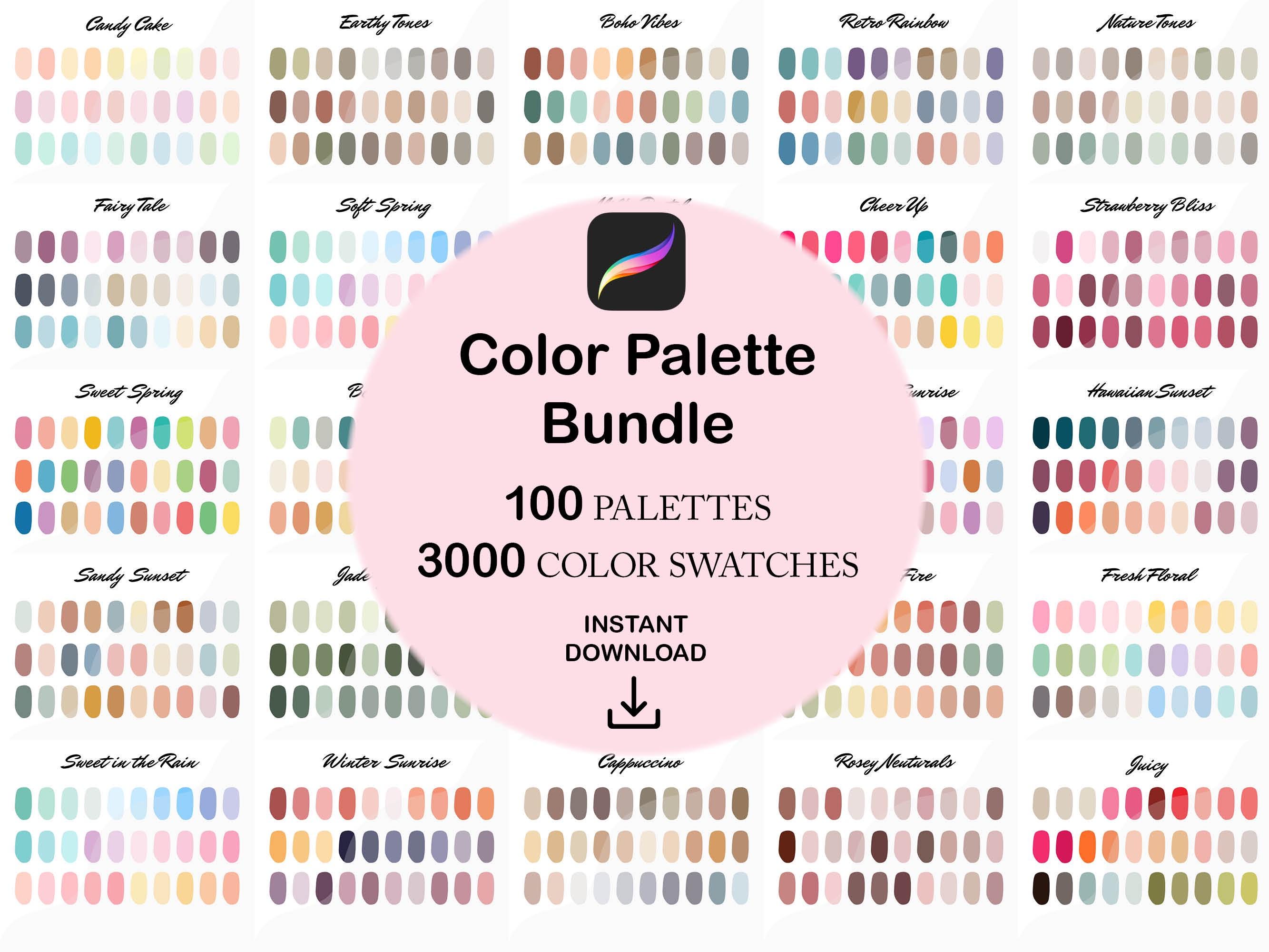Procreate Color Palette Bundle, 3000 Color Swatches (digital Download ...