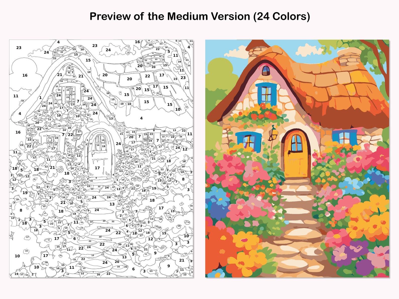 Cottage House Color by Number, Procreate Adults Coloring Book (PDF, SVG ...