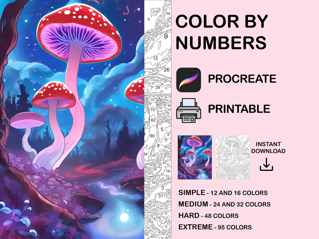 Magical Forest Color by Number: Procreate Adults Coloring Book (PDF ...