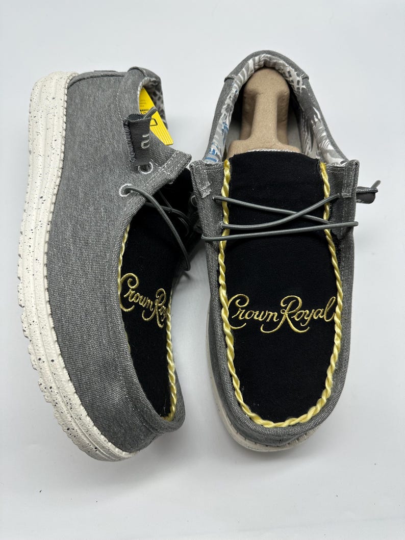 Custom Crown Royal Hey Dudes Shoes: Embroidered Whiskey Bag Accents - Etsy