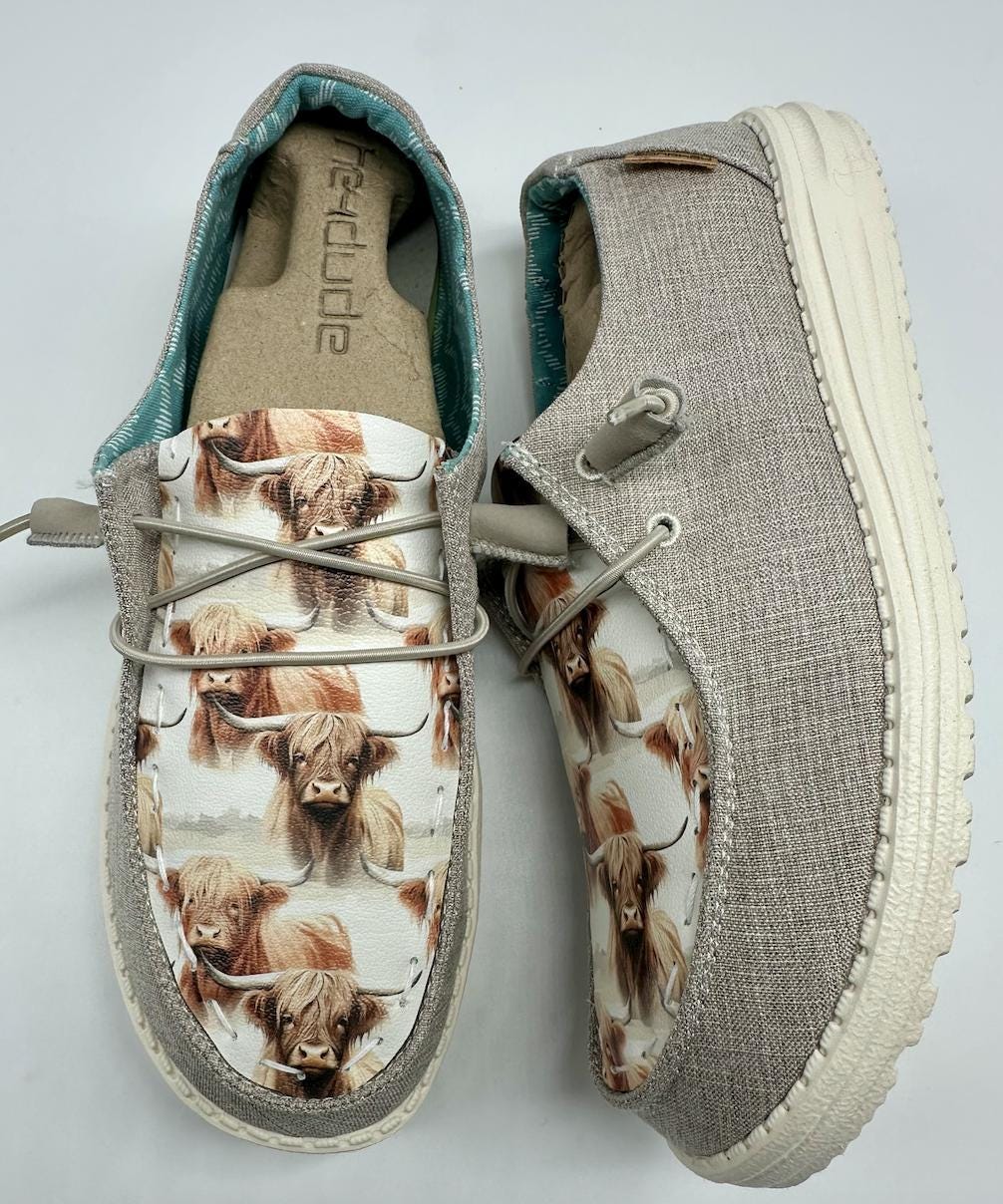 Custom Highland Cow Western Tan Cow Dudes Free Shipping - Etsy