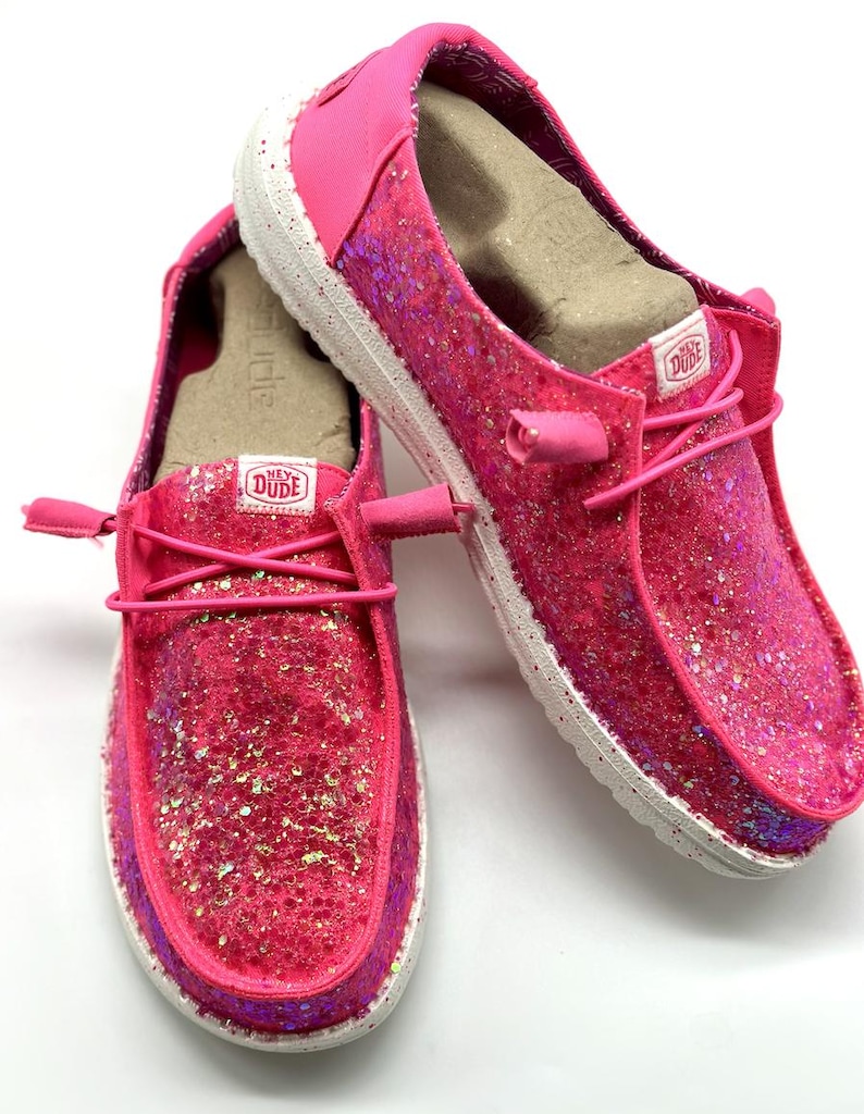 Custom Hot Pink Glitter Hey Dude Shoes - Etsy