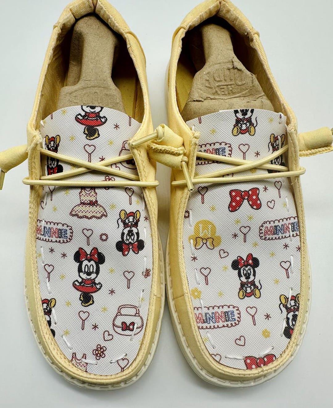 Custom Yellow Baby Minnie Character Hey Dude Shoes Hand Customized Free ...