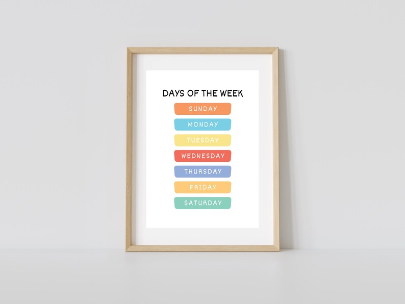 Days of the Week Poster - Etsy