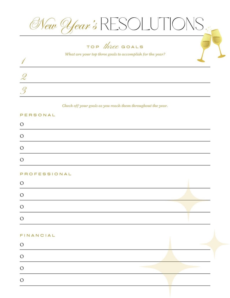 Printable New Years Resolution Planner - Etsy