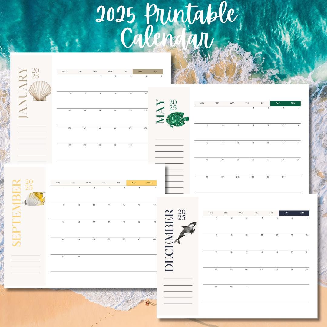 2025 Ocean Themed Calendar - Etsy