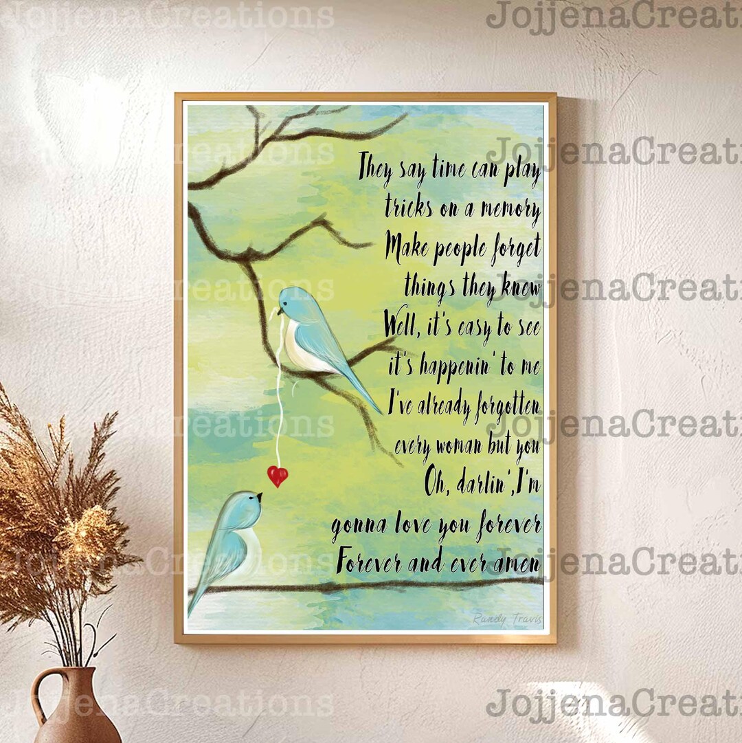 Forever and Ever Amen-love Birds Art Print-randy Travis Gifts-room ...