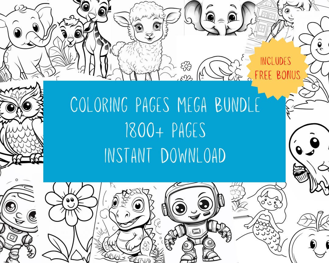 1800+ Huge Coloring Pages Bundle, Coloring Book for Children and Adults ...
