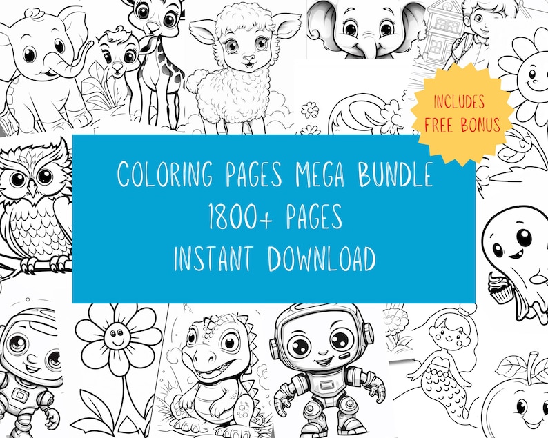 1800+ Huge Coloring Pages Bundle, Coloring Book for Children and Adults ...