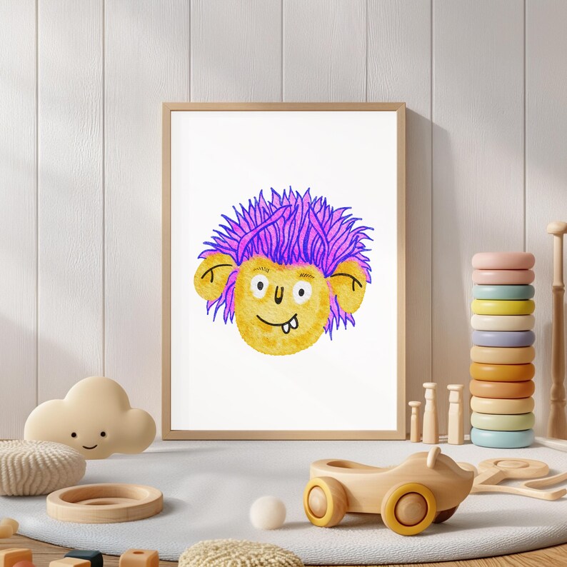 Cute Friendly Monster Wall Art for Kids Room, Monster Themed Printable ...