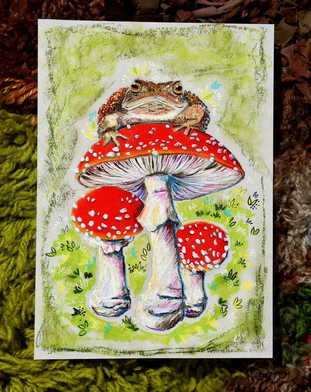 The Proud Toad | Original Illustration | Dry Pastel on Grey Toned Paper ...