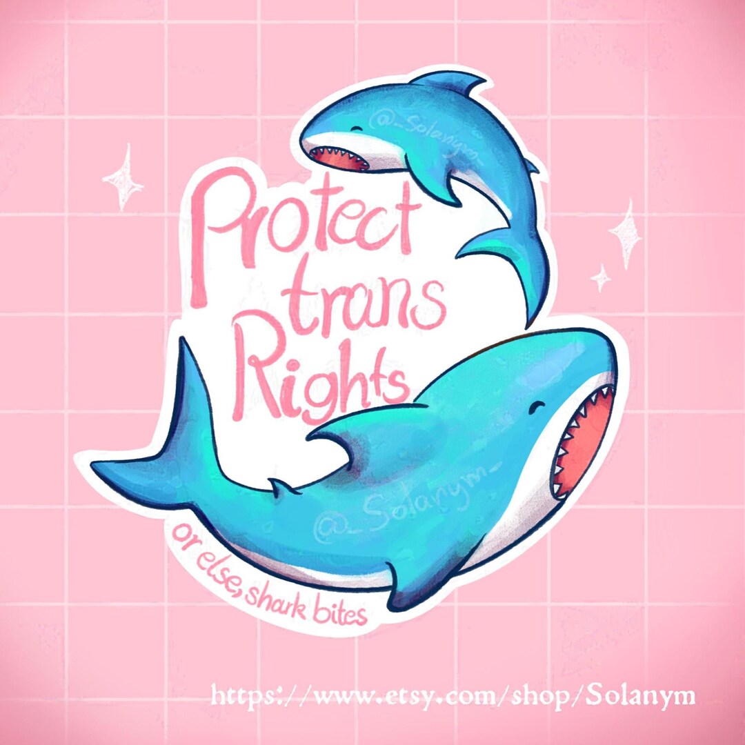 Trans Rights Stickers | High Quality Waterproof Stickers | Blahaj Shark ...