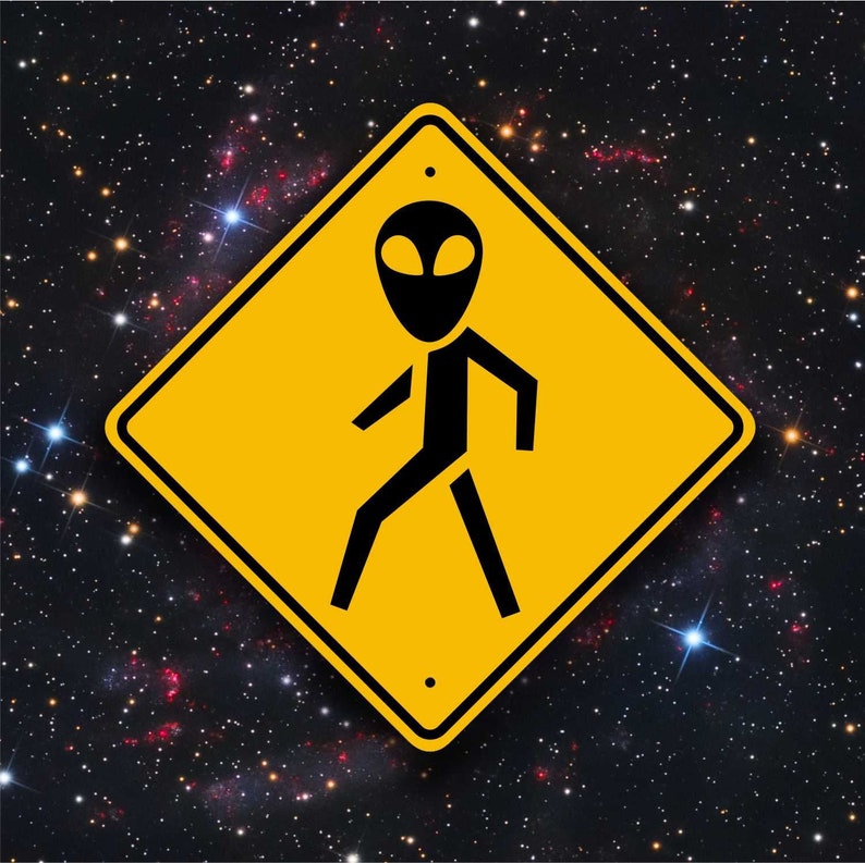 Alien Pedestrian Crossing Sign UFO Watching Space Travel - Etsy