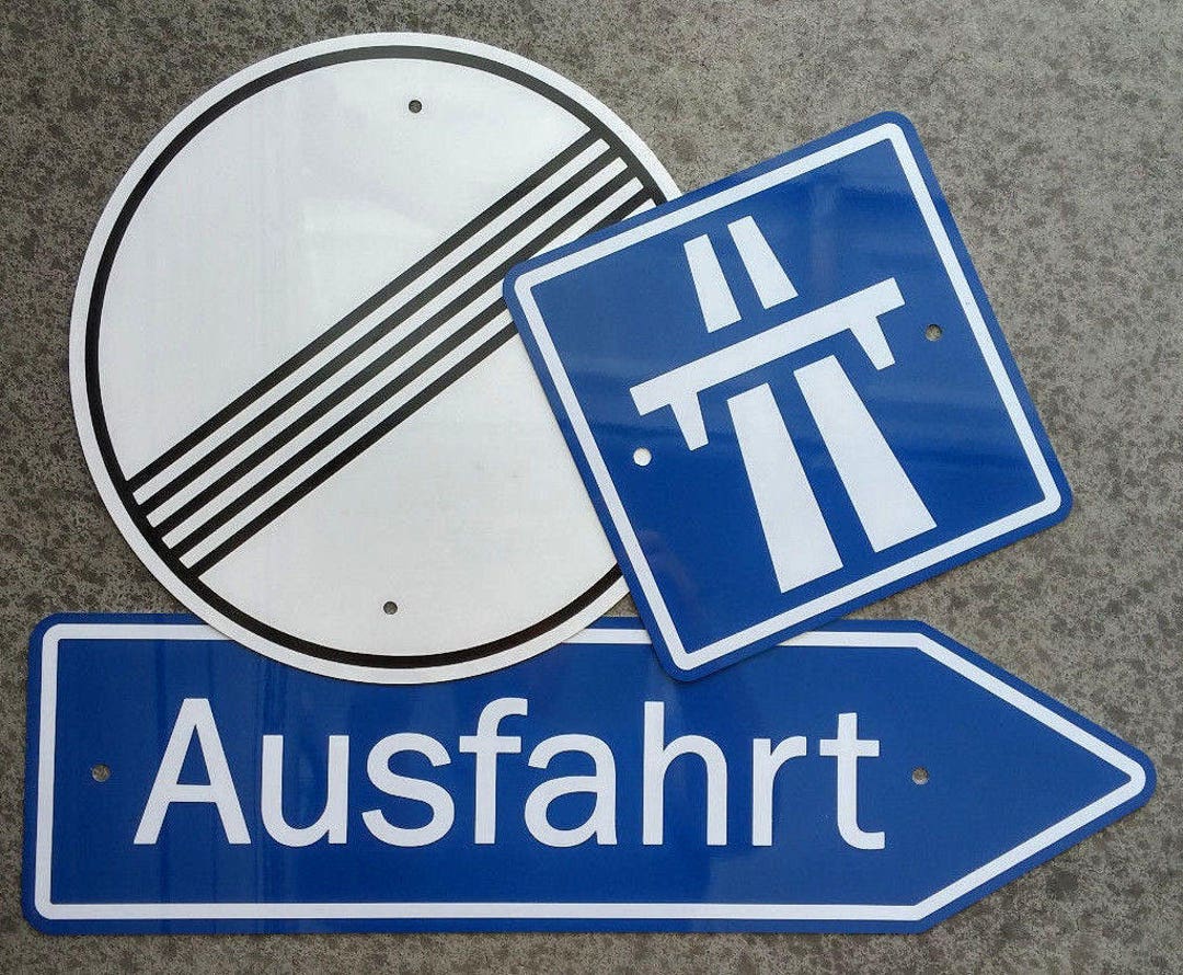 German Autobahn Signs - Three Piece Aluminum Set - Garage Decor ...