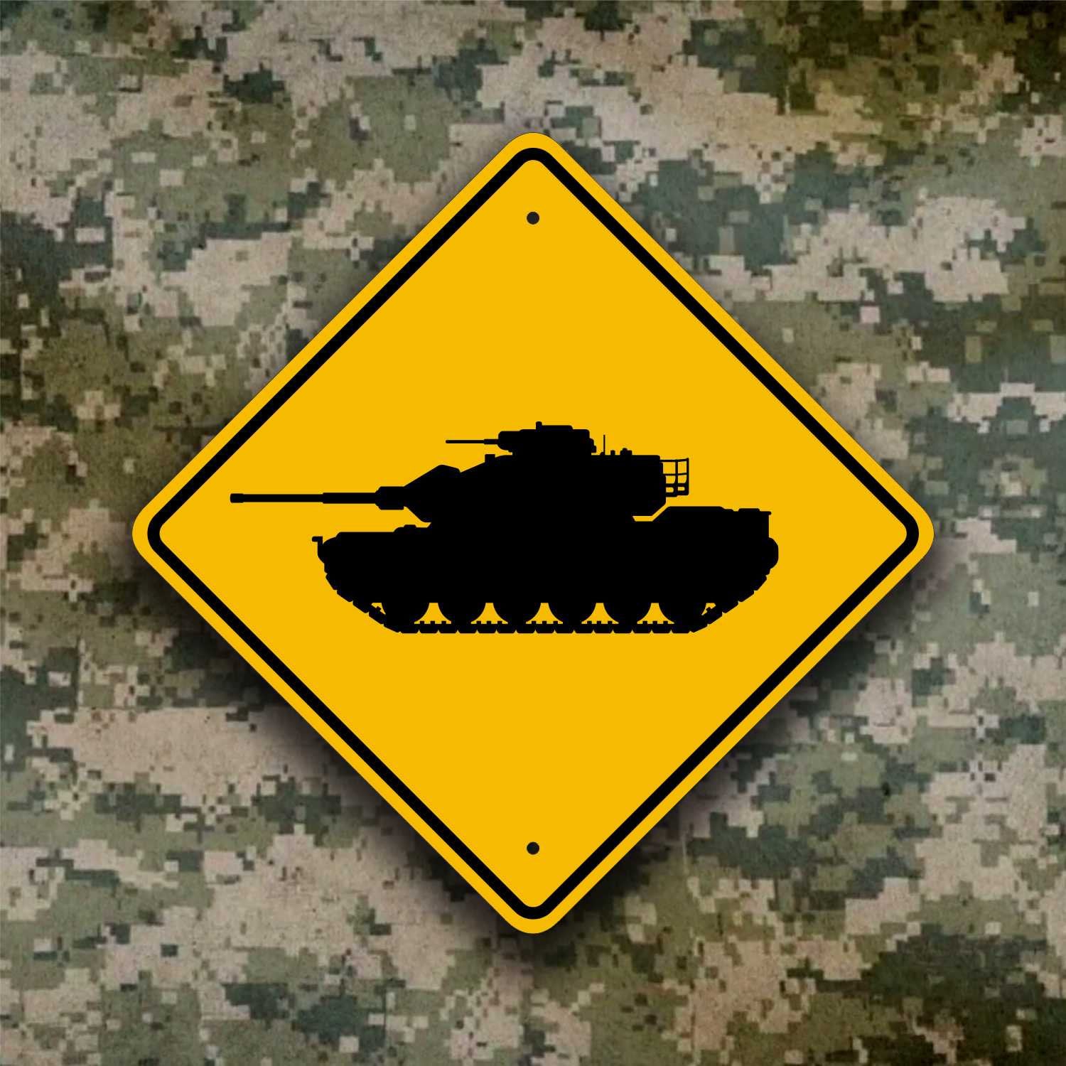 Tank Crossing Sign - Military Safety Plackard - Ordance Marker - Gun ...