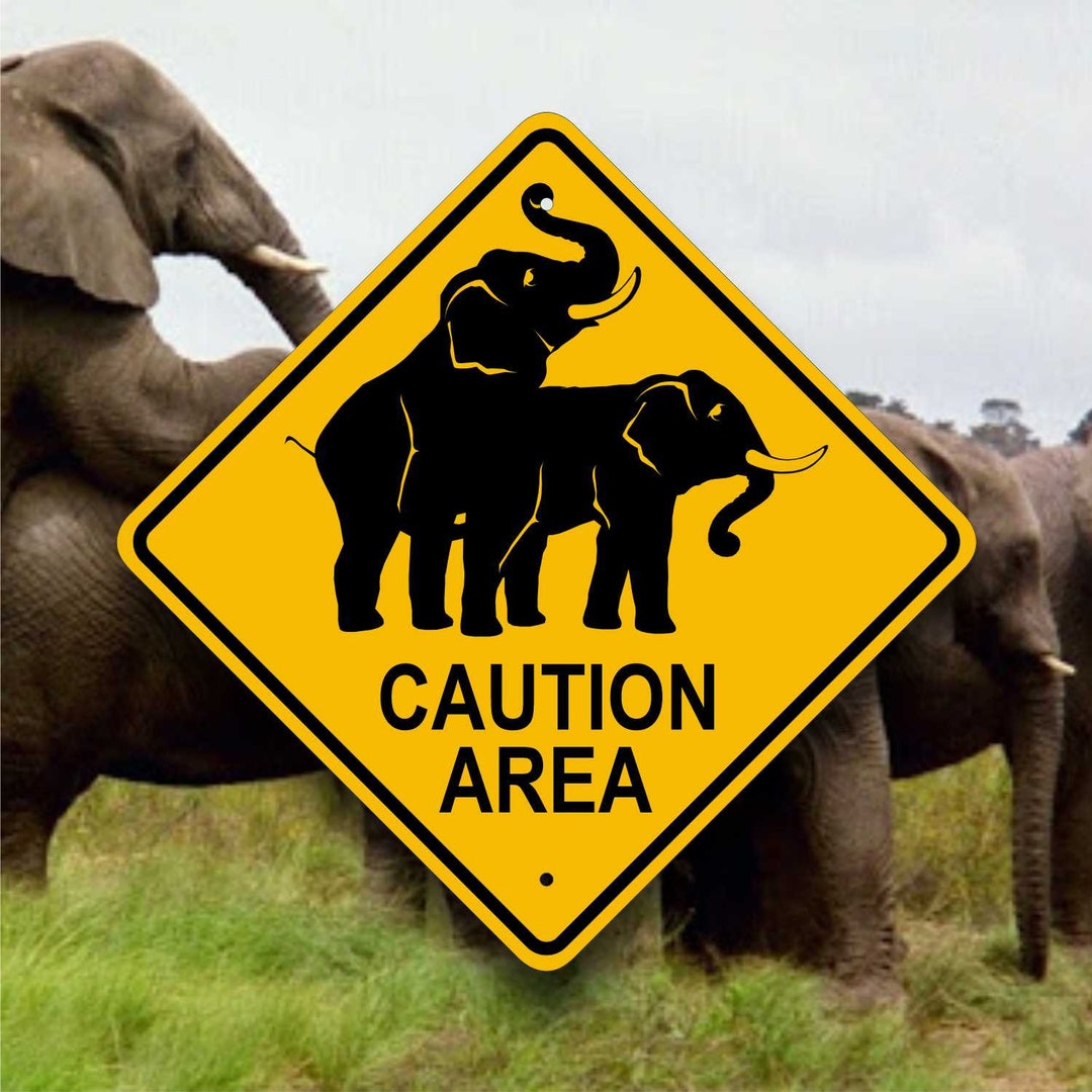 Elephant Humping Sign - Unique Zoo Warning Marker - Aluminum Safety ...