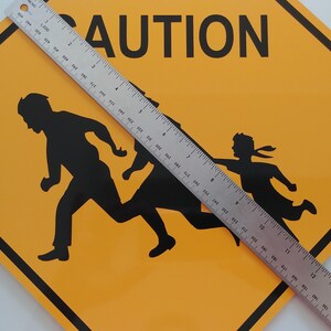 Immigrant Crossing Sign Family Running Across Road Unique Aluminum ...