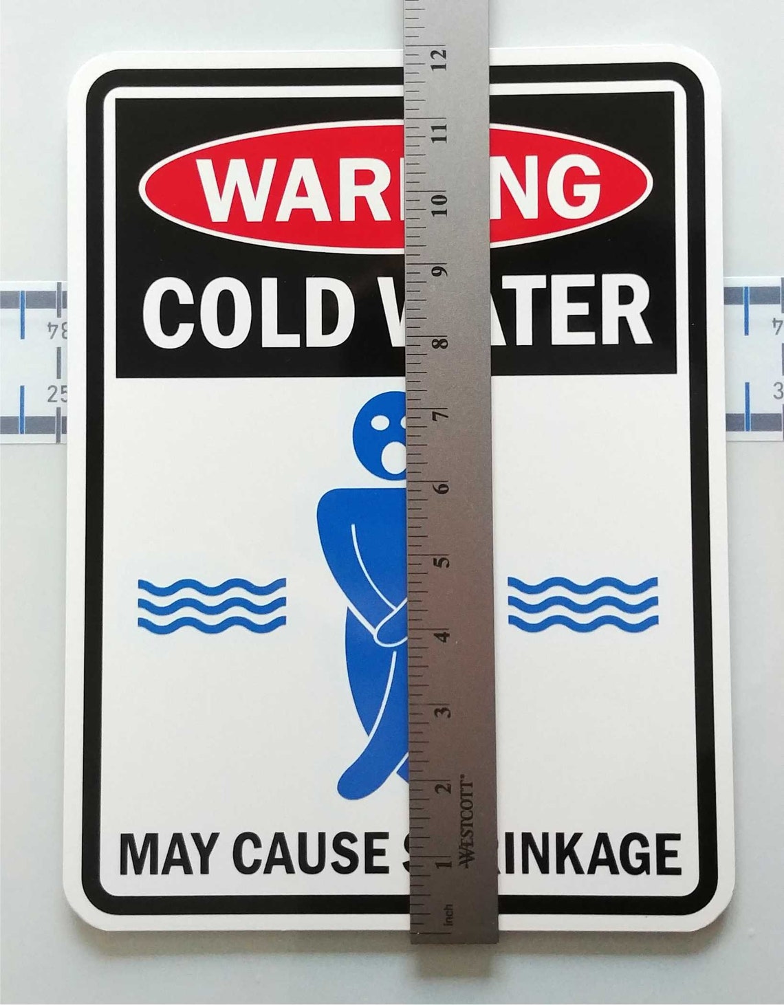 Cold Water Shrinkage - Funny Warning Sign - Poolside Decor - Unique Gag ...