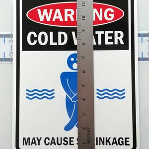 Cold Water Shrinkage - Funny Warning Sign - Poolside Decor - Unique Gag ...