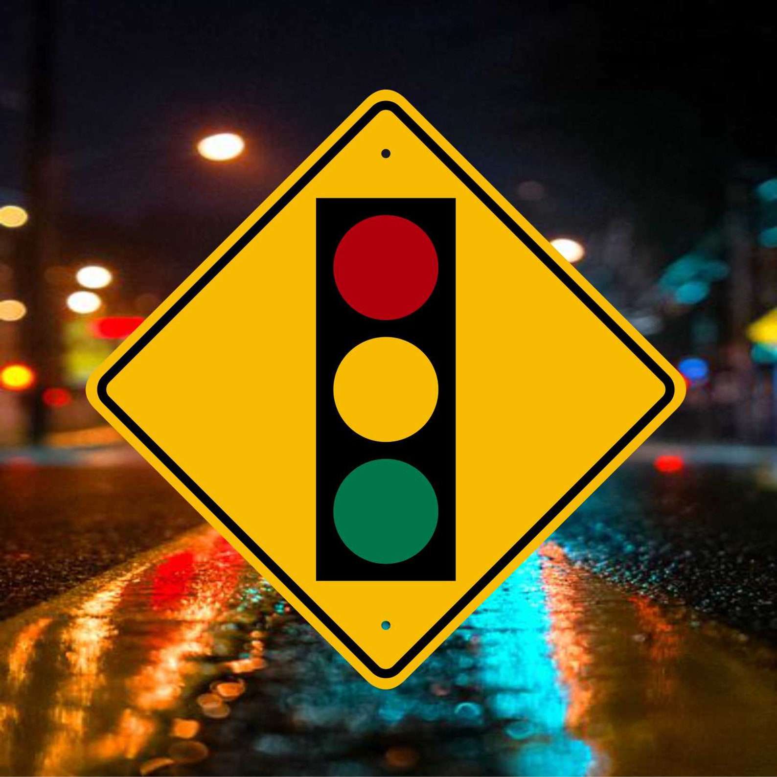 TRAFFIC LIGHT AHEAD - Street Warning Sign - Playroom Garage Decor - Fun ...