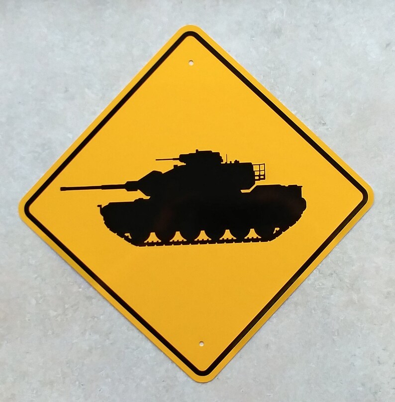 Tank Crossing Sign - Military Safety Plackard - Ordance Marker - Gun ...