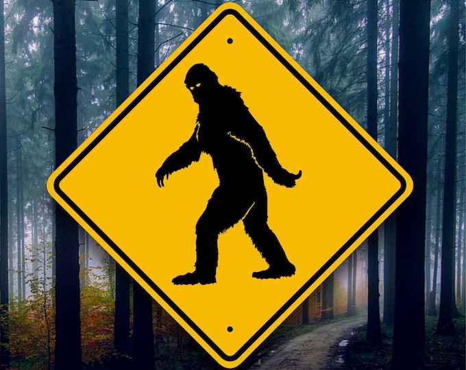 BIGFOOT CROSSING Road Sign / Aluminum Yard Art Sasquatch Sighting Yeti ...
