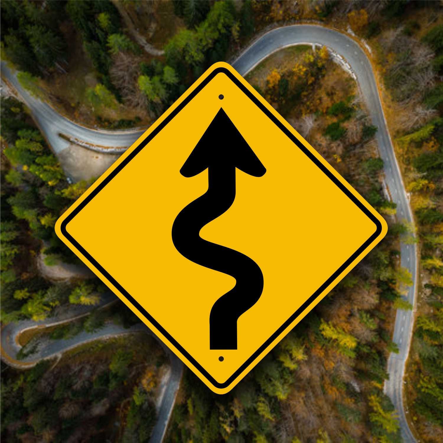 Curvy Road Ahead Aluminum Driving Sign Highway Safety | Etsy