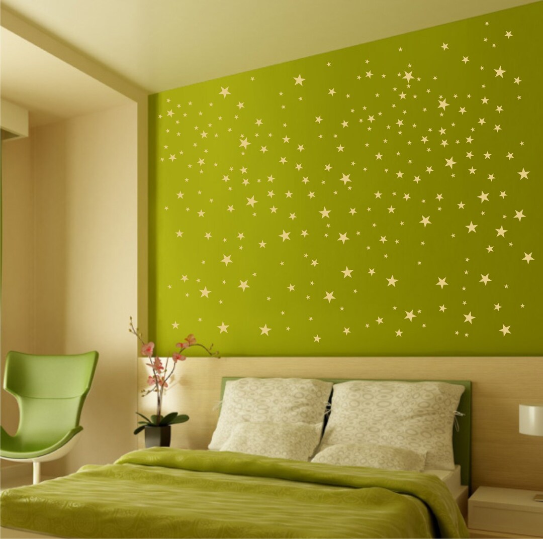 FALLING STARS / Removable Gold Wall Vinyl Decals / DIY Family Art ...