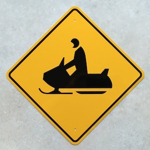 Snowmobile Crossing Sign- Trail Marker - Aluminum Skidoo Placard ...