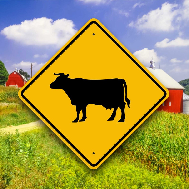 COW CROSSING SIGN Dairy Barn Road Placard Farm Safety - Etsy