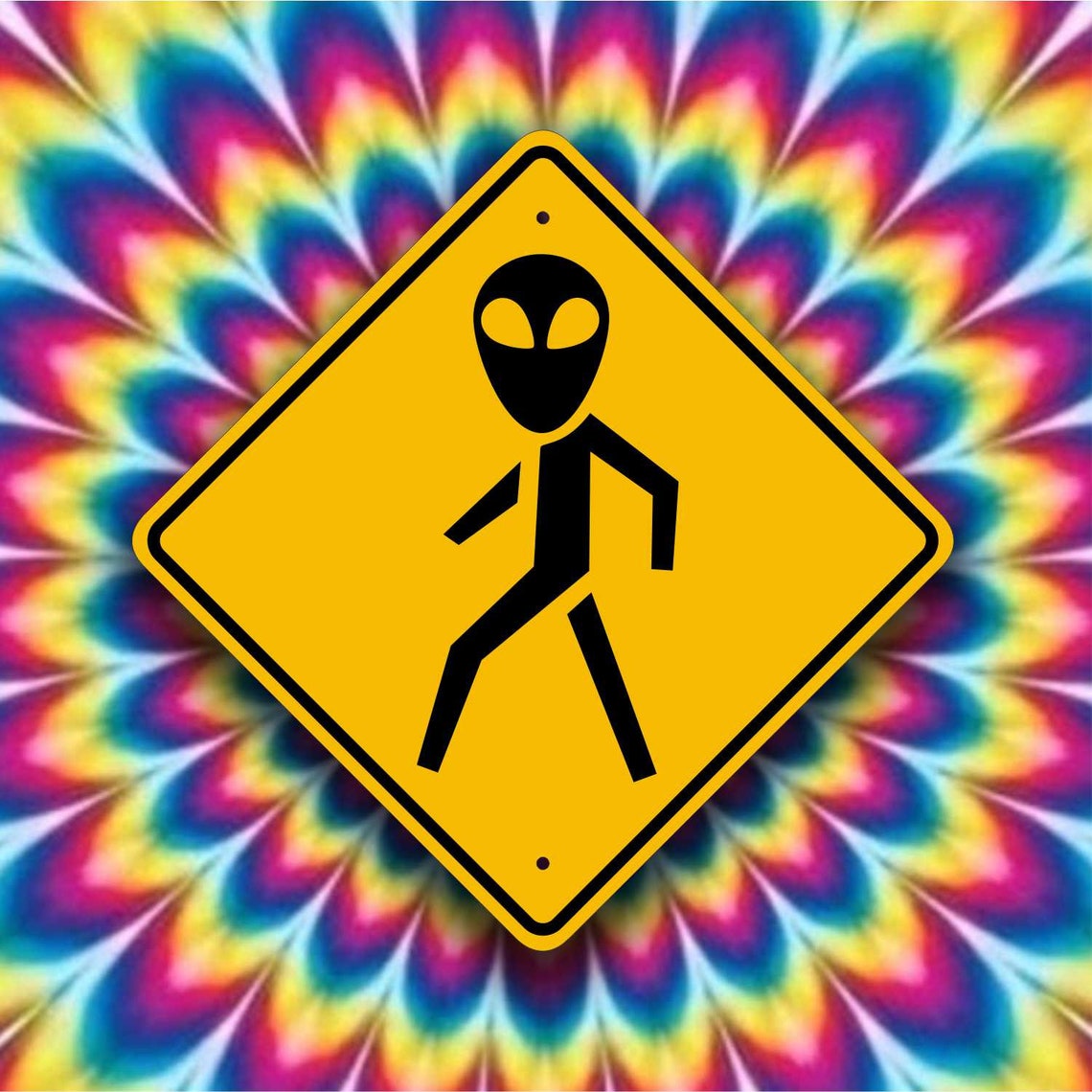 Alien Pedestrian Crossing Sign Ovni Watching Space Travel - Etsy España