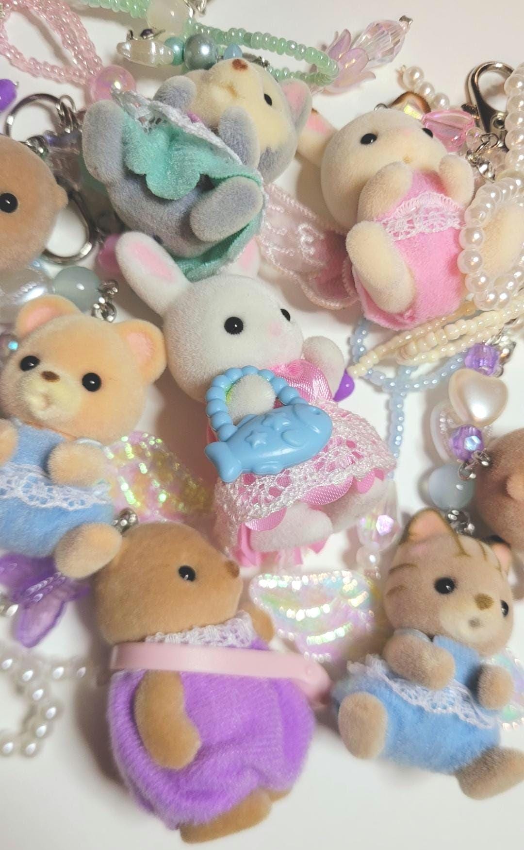 Calico Critters Figure Bow Keychain - Etsy