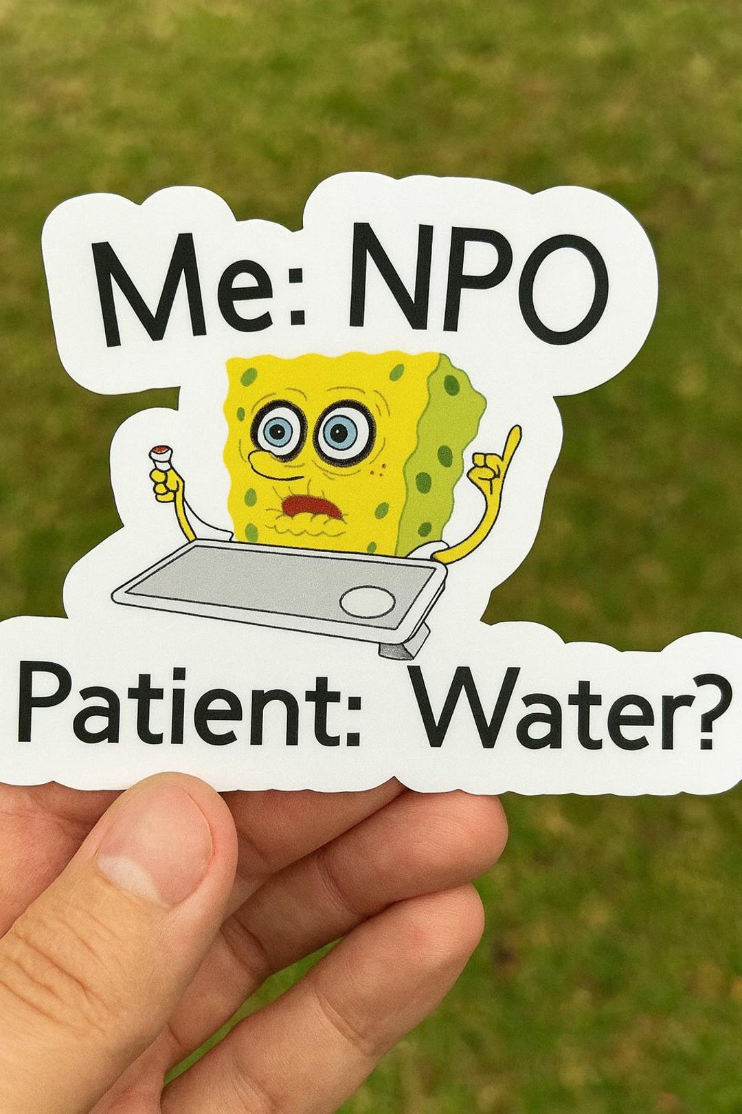 Funny Nursing Sticker: Spongebob NPO Meme - Waterproof Vinyl Decal - Etsy