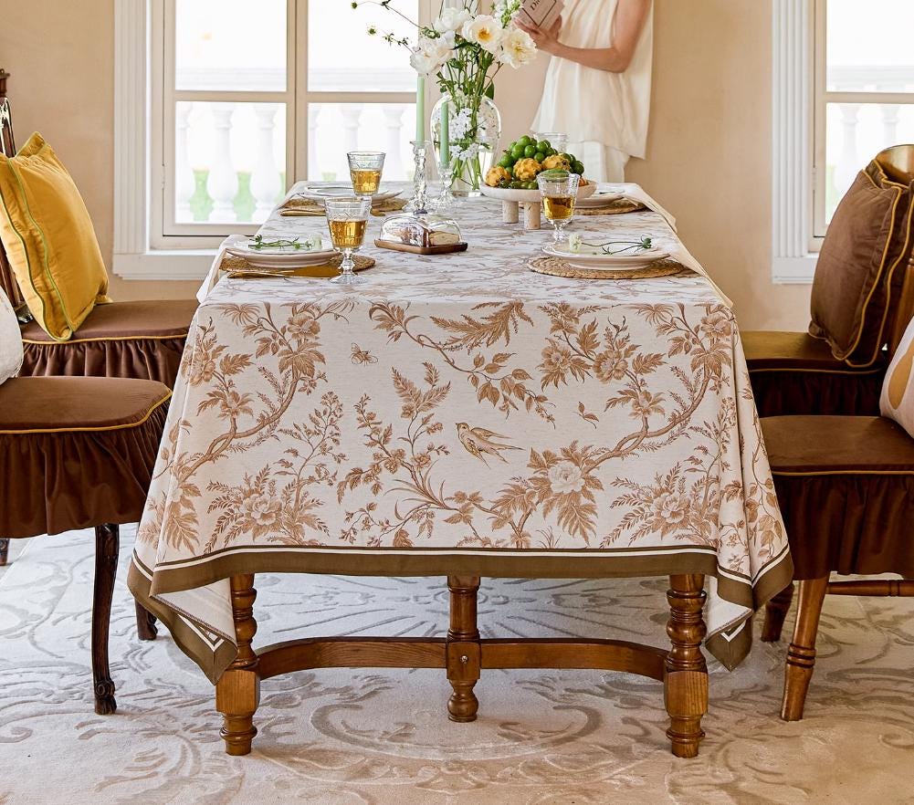 Vintage Swallow & Vine Round Tablecloth – Timeless Elegance for All ...