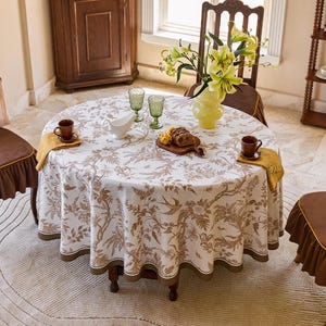 Vintage Swallow & Vine Round Tablecloth – Timeless Elegance for All ...