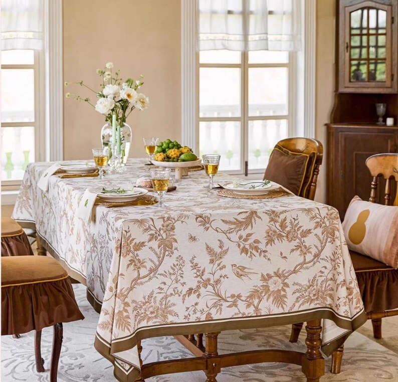 Vintage Swallow & Vine Round Tablecloth – Timeless Elegance for All ...