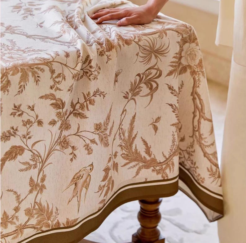 Vintage Swallow & Vine Round Tablecloth – Timeless Elegance for All ...