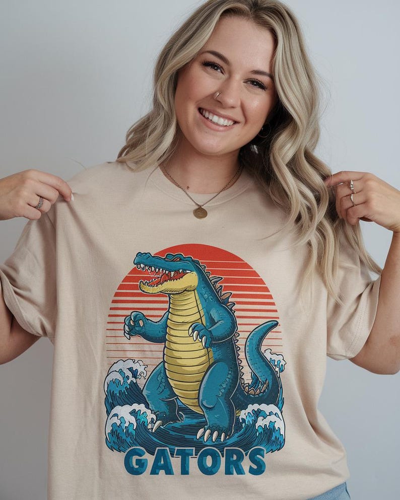Funny Gators Godzilla Kaiju Japanese Sunset Vintage Gators the Great ...