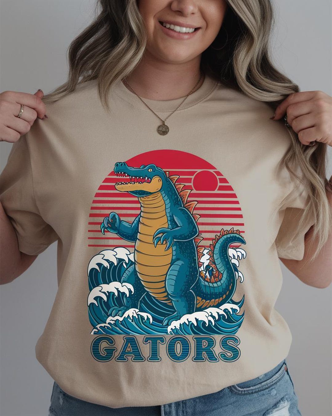 Funny Gators Godzilla Kaiju Japanese Sunset Vintage Gators the Great ...