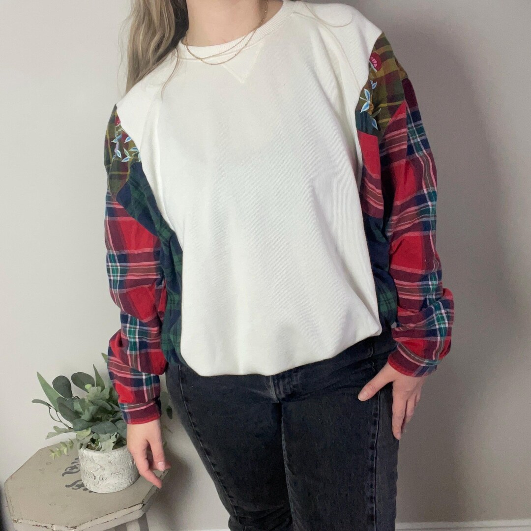 Upcycled Reworked/ One of a Kind/ Handmade Floral Embroidered Sweater ...
